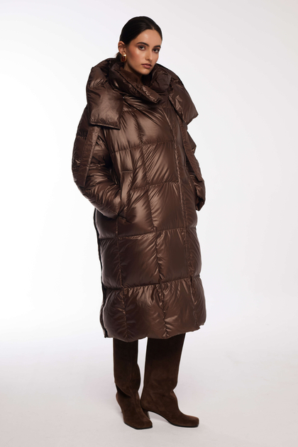 BROWN LONG PUFFER COAT | Trendy Confession