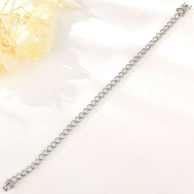 Сребърна тенис гривна с платина и кубични циркони | Колекция Silver ...