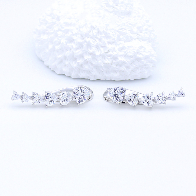 SILVER EARRINGS PLATINUM PLATED CUBIC ZIRCONIA | Бижута Invoke