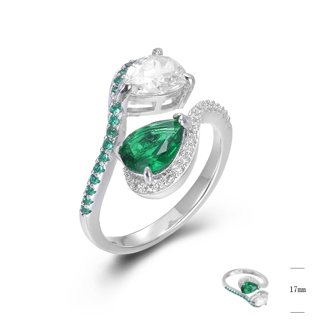 Сребърен пръстен Изумрудени капки | Колекция Silver Premium | Бижута Invoke