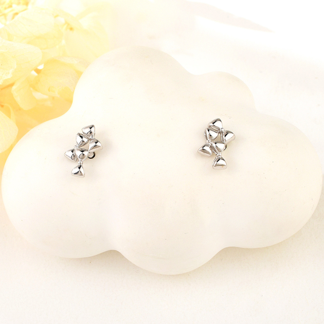 Сребърни обеци Панделки с родий | колекция Delicate Silver | Бижута Invoke