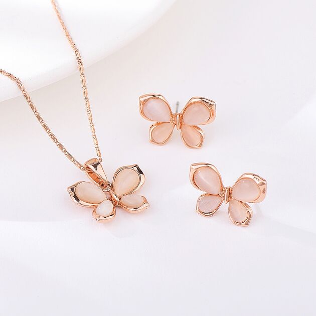 КОМПЛЕКТ ПЕПЕРУДИ РОЗОВО ПОЗЛАТЯВАНЕ | Бижута Invoke