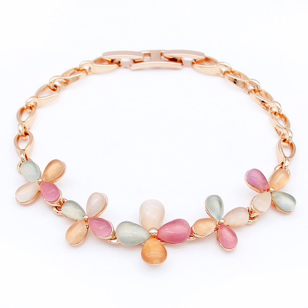 Гривна розово позлатяване с цветя 2200000018649 | Колекция Rose Gold ...