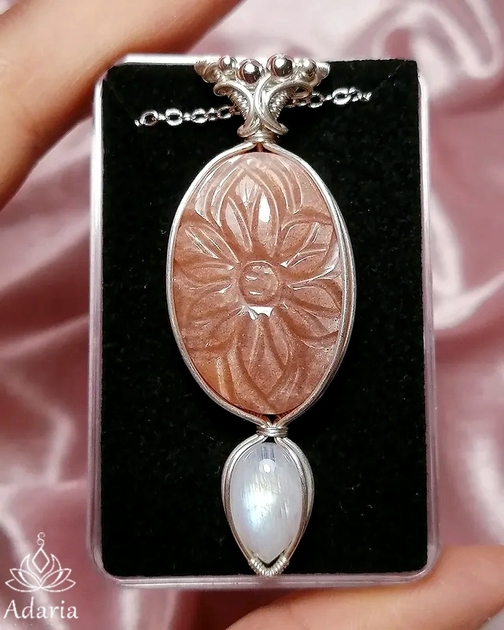 Сребърно колие с Лунен камък | Adaria Handmade