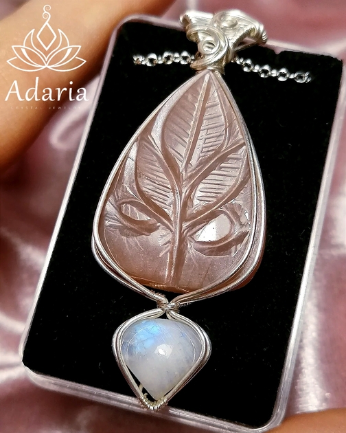 Сребърно колие с Лунен камък | Adaria Handmade