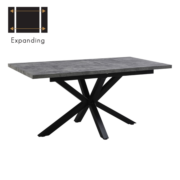 STONE GREY TABLE EXTENDABLE MDF WITH PAPER VENEER CEMENT METAL BLACK E1 ...