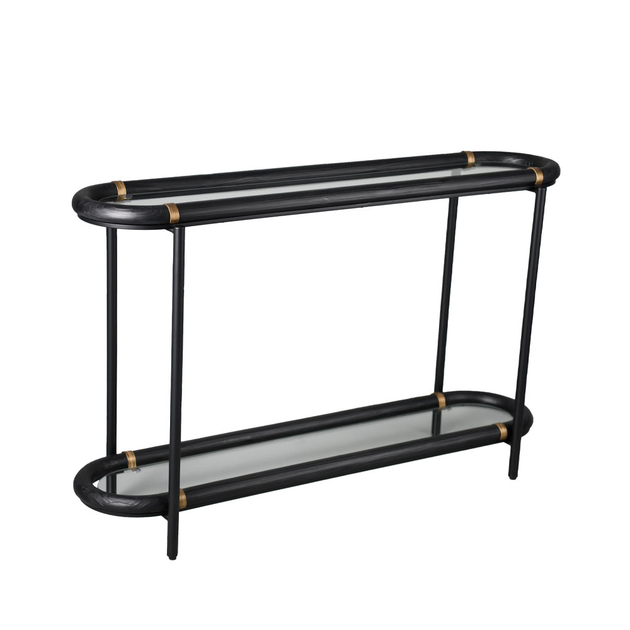 COLOMBO CONSOLE WOOD BLACK METAL BLACK 130x36xH82c | Maison.bg - Concept & Objet