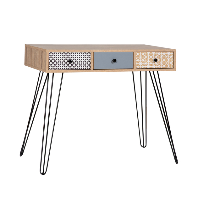 ZIG ZAG CONSOLE MELAMINE SONOMA WITH PATTERN METAL BLACK 97x40xH78cm E1 ...