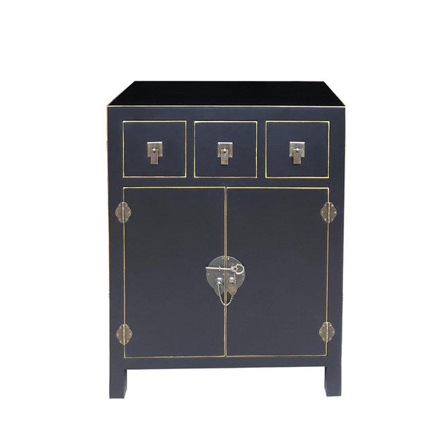 JAPANESE COMMODE 2DOORS 3DRAWERS VENEER FIRWOOD BLACK MDF GOLD E1 PRC ...
