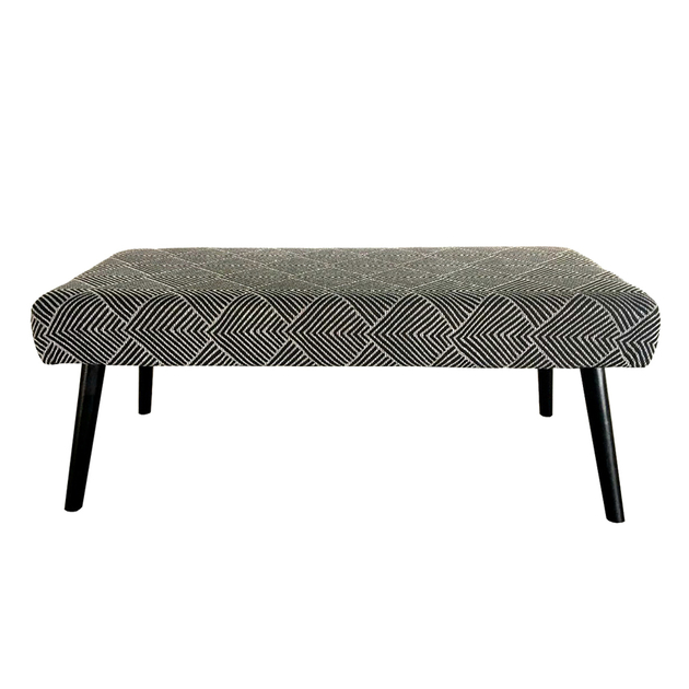 KENYA STOOL FABRIC BLACK WITH PATTERN WHITE METAL BLACK E1 PRC | Maison ...