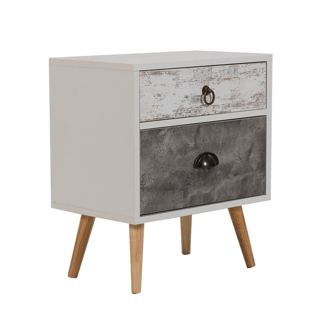 TRICOLORE NIGHTSTAND 2DRAWERS CHIPBOARD WITH MELAMINE CARTA WHITE WITH ...